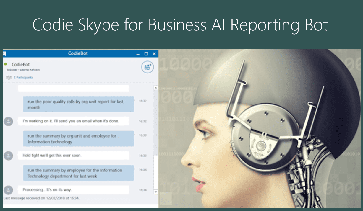 Codie™ Skype for Business AI Reporting Bot with MAF ICIMS™