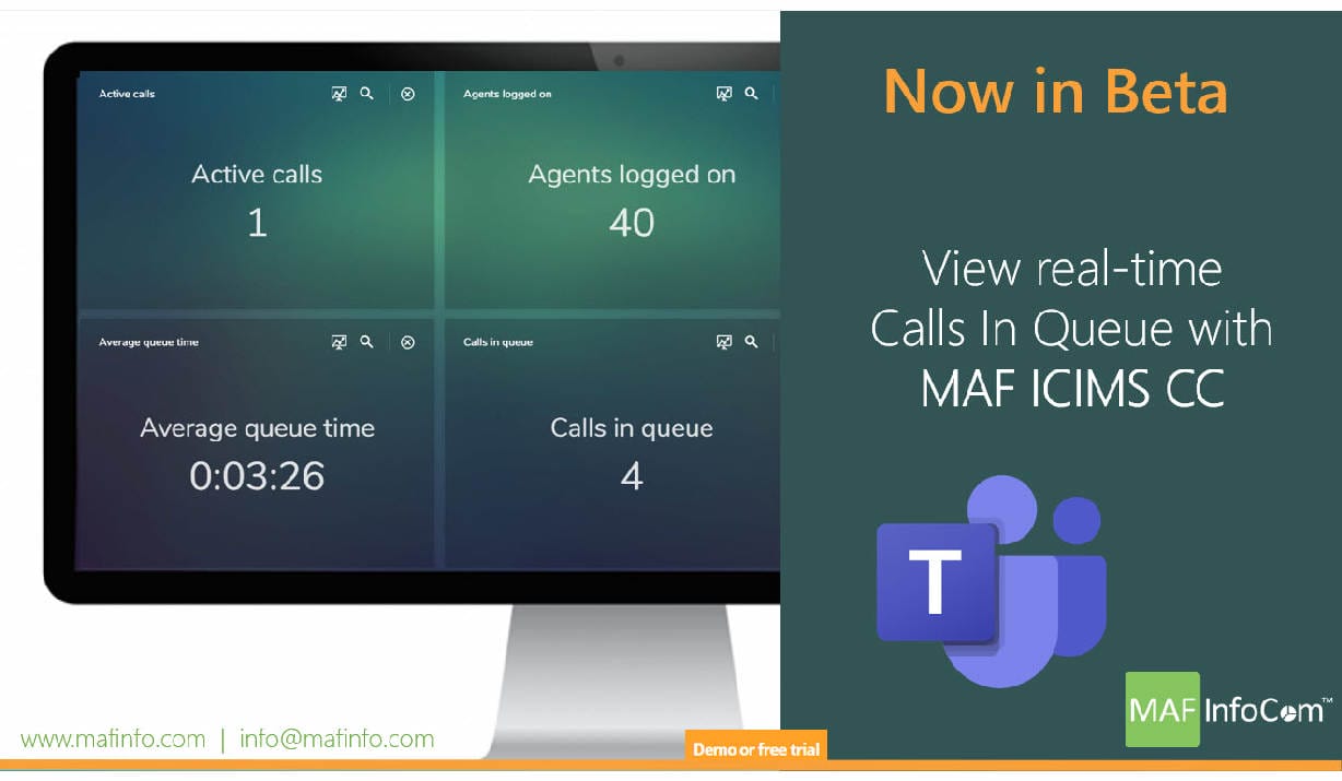 Real-time visibility, Calls in Queue of Teams users. MAF ICIMS CC